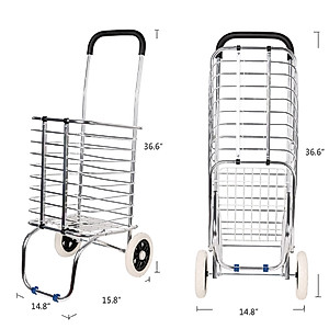 Livebest Shopping Utility Cart with 2 Wheels Swivel Durable Folding Design Dolly Laundry Hand Cart Light Weight
