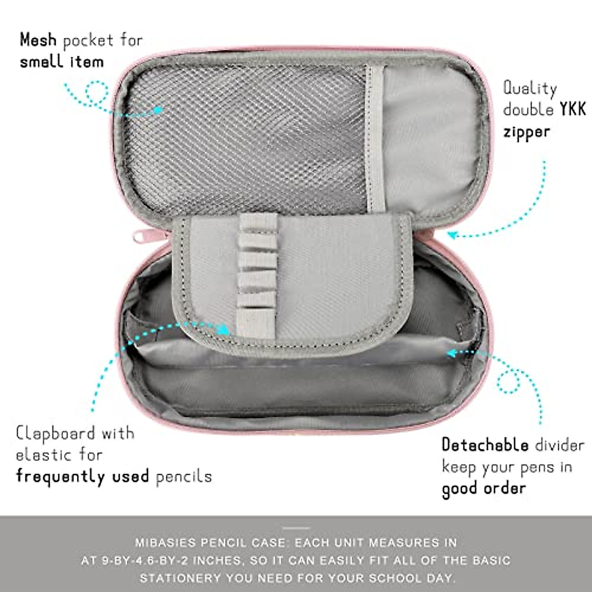 mibasies Girls Pencil Case for Kids, Pencil Pouch Boys Soft Rainbow Pen Box (Pink Blue Rainbow)