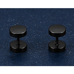 Xusamss Punk Body Piercing Titanium Steel Round Barbell Stud Earrings