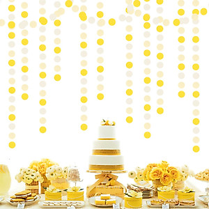 Yellow-White Women-Birthday Party-Decorations Garland Streamers - 52Ft Lemon Baby Shower Graduation Hanging Banner,Sunflower CLassroom Pastel Backdrop Decor Huglony