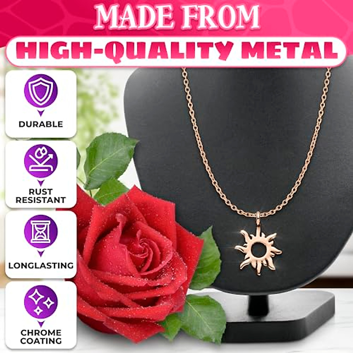 Sun Necklace With Gift Cards for Women - Golden Sun Pendant Necklace for Women Dainty Necklace Choker Necklace Friendship Gifts for Women - Cute Necklaces for Teen Girls Charm Necklace Gold Necklace