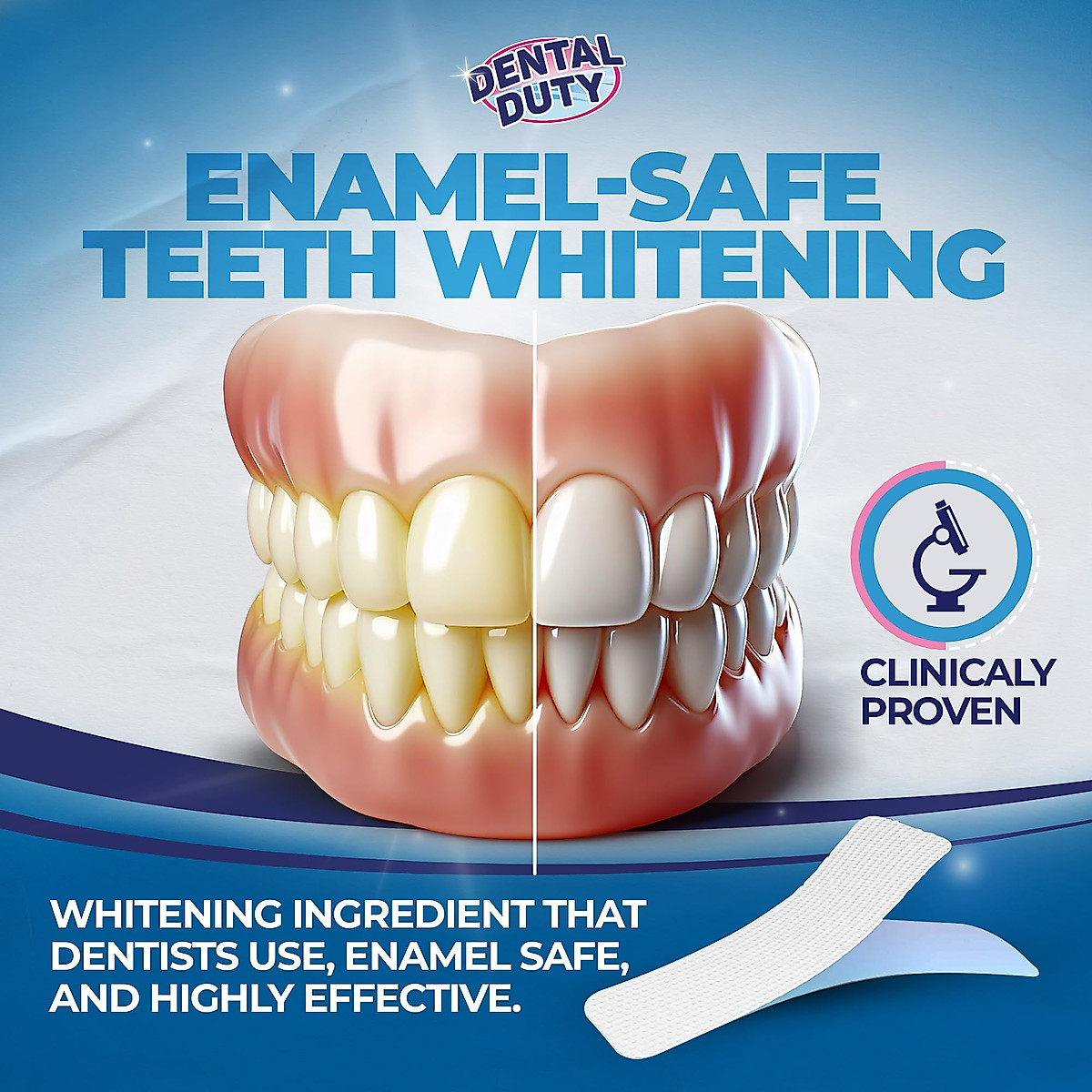 Dental Duty Teeth Whitening Strips – 28pcs Vegan White Strips for Teeth Whitening – Enamel-Safe Teeth Whitener – Removes Coffee & Tea Stains – Non-Toxic, Sensitivity-Free Teeth Whitening Kit.