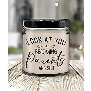 The Improper Mug Look at You Becoming Parents Candle Baby Shower Ideas for New Mom and Dad First Time Expecting Mother Father Parenthood Keepsake 9 Oz. Vanilla Scented