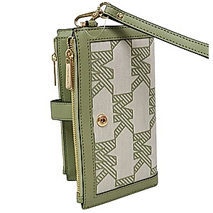 Michael Kors Jet Set Travel Double Zip Phone Wristlet Wallet Light Sage Green