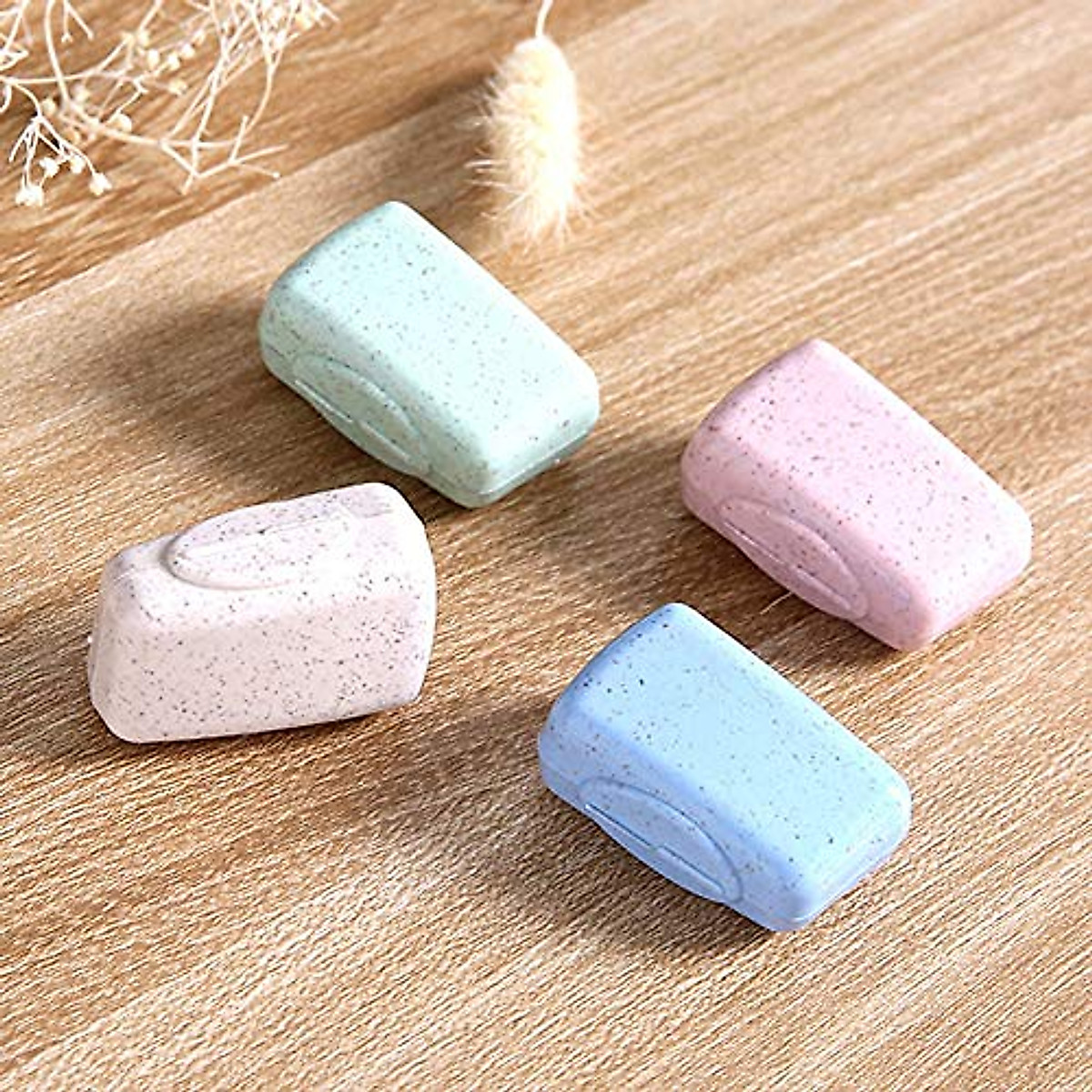 Mggsndi 4Pcs Portable Toothbrush Head Plastic Protective Cover Holder Storage Organizer Bathroom Accessories Holder Set for Family and Business Travel and Daily Use at School and Outdoor