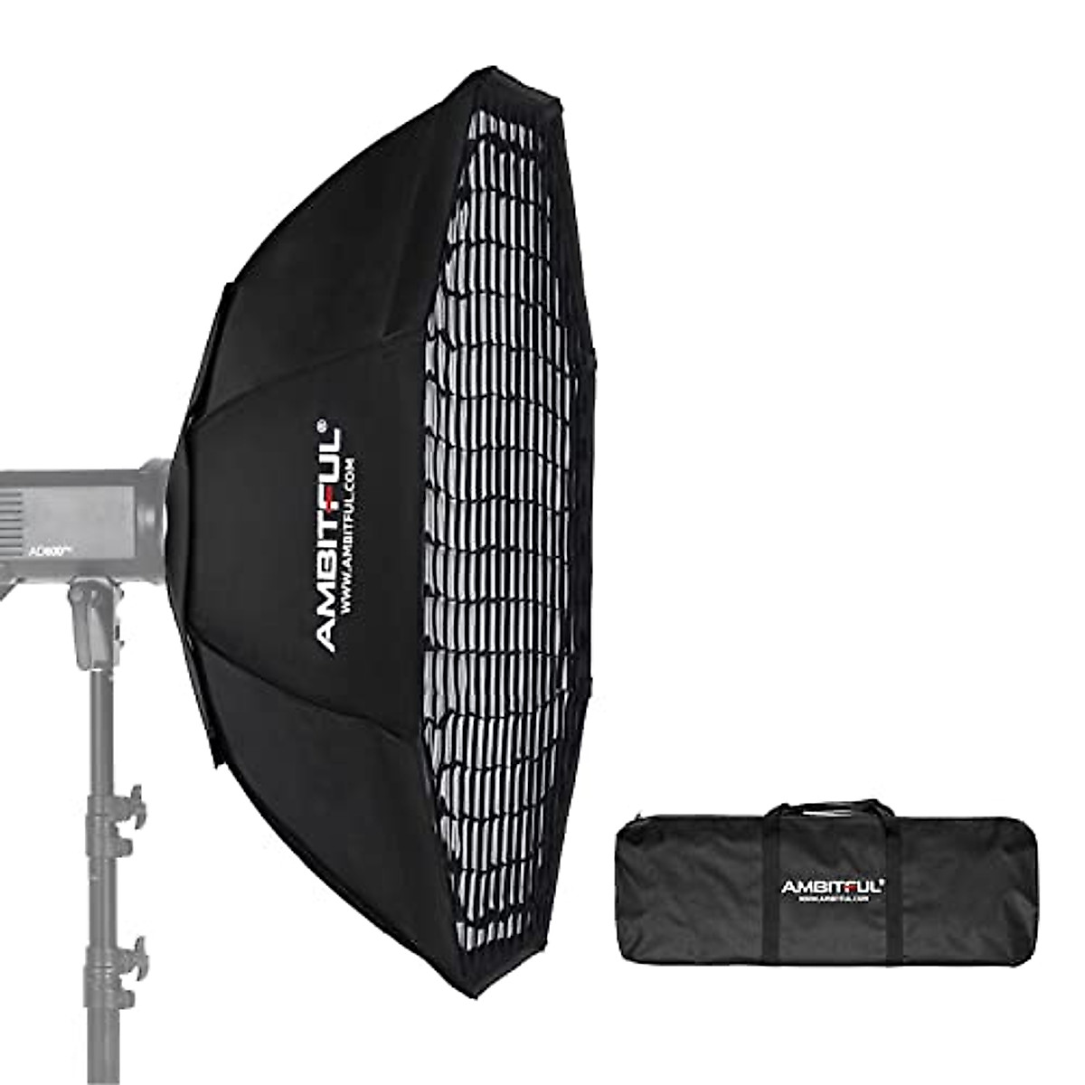 AMBITFUL 37" 95cm Octagon Honeycomb Grid Softbox, Bowens Mount Softbox Compatible Studio Flash Strobe Lighting MS300 SK400 AD600 AD400Pro VL150 VL200 VL300 SL-60W SL200II SZ200Bi (FW 95)