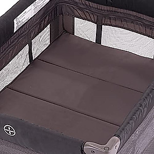 Pamo Babe 4 in 1 Portable Crib for Baby,Nursery Center with Removable Canopy, Changing Table, Lockable Wheels, Storage Bag