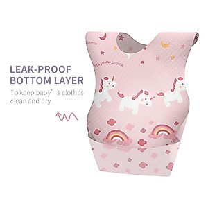 SUNVENO Disposable Bibs, Baby Disposable Bib Leak-proof Liner & Reusable Fastener, 20 Pieces