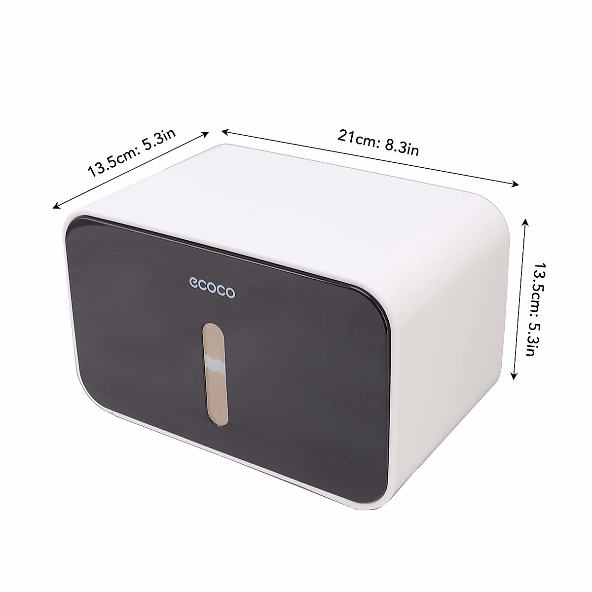 Wall Mounted Bathroom Paper Towel Holder, Non Perforated Toilet Paper Roll Holder, Large Capacity Waterproof Paper Towel Dispenser, Double Spout for Soap, Cell Phone or Other Items(Black)