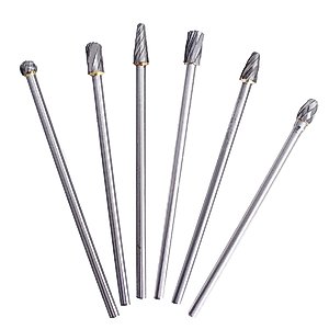 marddpair 6Pcs 6MM(1/4 Inch) Shank 10MM Head 150MM Length Carbide Alloy Rotary Burr Set Fit Rotary Tool for Woodworking, Drilling, Metal Craving, Engraving, Polishing