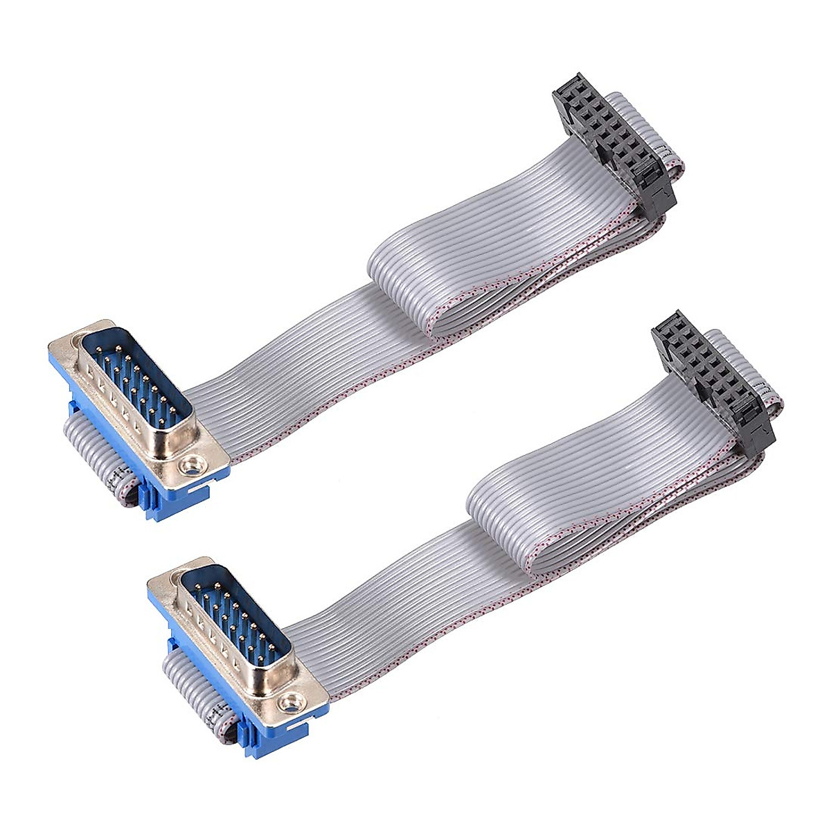 uxcell IDC Wire Flat Ribbon Cable DB15 Male to FC-16 Female Connector 2.54mm Pitch 20cm Length 2pcs