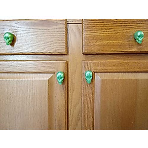 Green Skull Door Knobs Drawer Knobs (Set of 2)