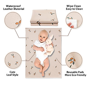 Vegan Leather Baby Changing Mat - Wipeable Portable Changing Pad, Foldable Travel Changing Mat for Baby, Newborns (Branch,20"*28")