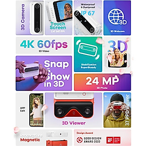 QooCam EGO Instant View 3D Camera Binocular 4K Sports Camera VR Adaptation 3D Lipo Vlog Camera HD (Black)