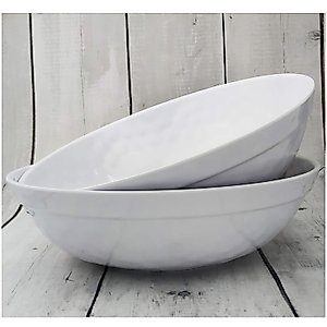KX-WARE Melamine Serving Bowls - 2pcs 11inch Larger Salad Bowls/Mixing Bowls,White Color| Break-resistant 100% Melamine Bowls | Dishwasher Safe,BPA Free