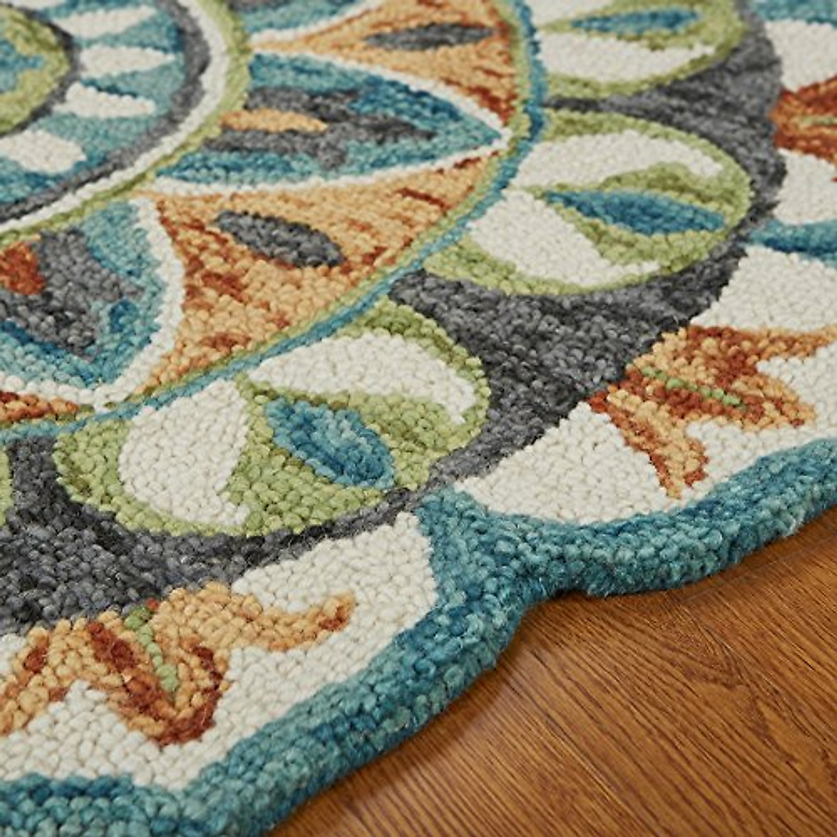 LR Home Dazzle Area Rug, 6' Round, Teal/Green