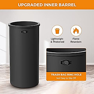 BEAMNOVA Trash Can Outdoor Indoor Garbage Enclosure with Lid Open Top Inside Cabinet Stainless Steel Industrial Waste Container, Black