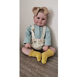 Angelbaby Big Reborn Toddler Baby Doll Girl, 24inch Realistic Look Soft Silicone Newborn Dolls Lifelike Happy Bebe Without Hair Weighted Cuddy Toys for Kids Gifts