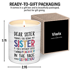 Sister Gifts from Sister, Christmas Gifts for Sister, Sister Birthday Gifts from Sister - Best Friend Giftss for Women - Birthday Gifts for Sister, Best Friend, BFF, Bestie, Soul Sister Candle 10Oz