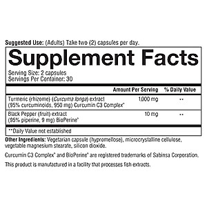 Youtheory Turmeric Curcumin Supplement with Black Pepper BioPerine, Powerful Antioxidant Properties for Joint & Healthy Inflammation Support, 60 Capsules