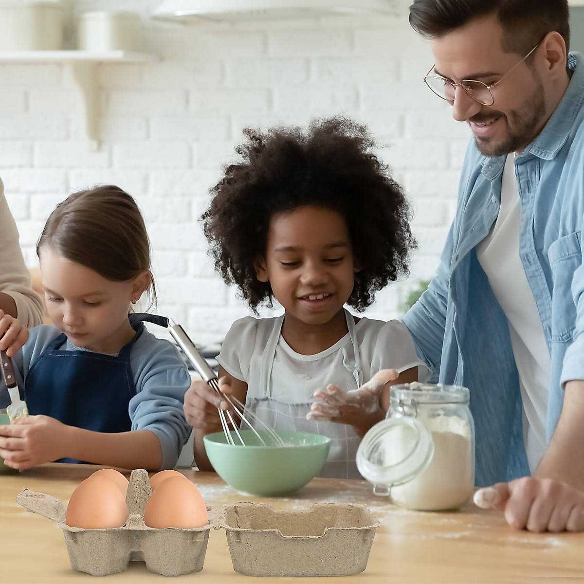 Luxshiny 10pcs 4 Count Kraft Pulp Egg Tray Holder for Home Refrigerator, Farm Market, Travel, Camping, Picnic