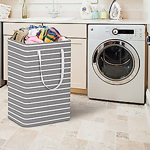 StorMiracle 2 Pack Laundry Basket, 75L Freestanding Laundry Hamper, Foldable & Waterproof Clothes Hamper Laundry Bin with Reinforced Handles for Laundry Room, Bedroom, Living Room, Grey