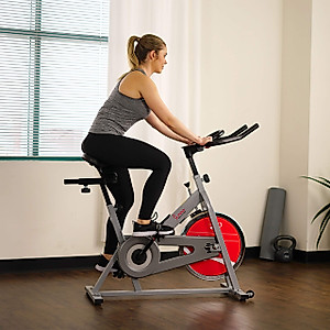 Sunny Health & Fitness Spin Bike Indoor Cycling Exercise Spinning Bike, silver (SF-B1001S)