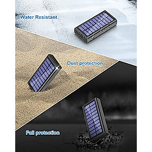 Portable Charger 45800mAh Solar Power Bank Camping Waterproof External Backup Charge with 2 Outputs & Type-C Inputs 2 LED Light Flashlight Backup Battery(Black)