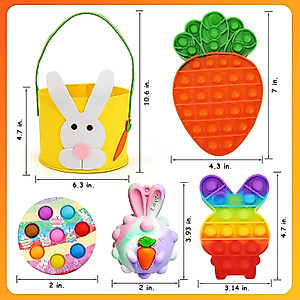 Easter Basket Stuffers - Premade Easter Baskets for Kids - 24 Pack Sensory Fidget Toys Set with Grass - Pop Gifts for Toddlers Teens Girls Boys