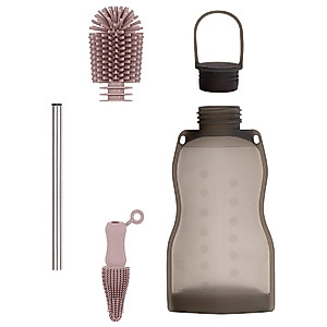 haakaa Silicone Breastmilk Storage Bag 5pk & Blush Silicone Cleaning Brush Set.