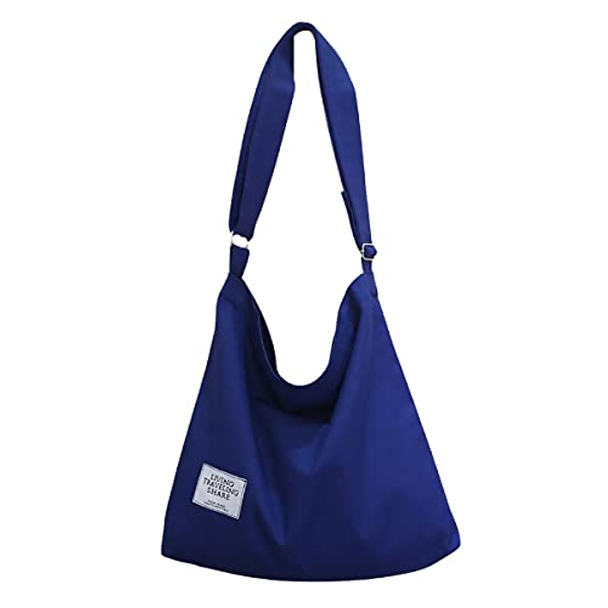 Women's Canvas Crossbody Hobo Bag Large Tote Shoulder Beach Bag with Zipper Casual Work Travel Bags Cotton Shopping Bag (Blue)