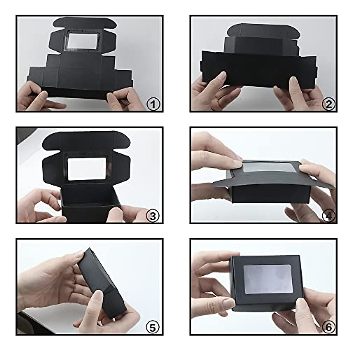 FSWCCK 50 Pcs Small Rectangle Kraft Paper Boxes with Clear Window, 3.34'' x 2.36'' x 1.18'' Mini Soap Treat Gift Box for Candy, Bakery, Chocolate, Jewelry Display, Party Favors