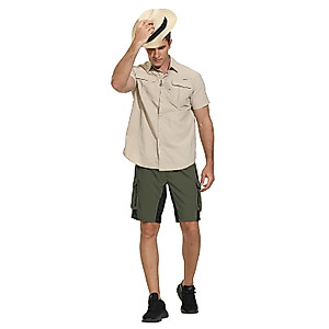 VAYAGER Men's Hiking Cargo Shorts Lightweight Multi Pocket Casual Outdoor Travel Shorts for Fishing Camping (Army Green-3XL)
