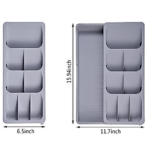 pyntop Silverware Organizer Storage Tray, Cutlery Expandable Organizer, Multipurpose Kitchen Drawer Organizer for Kitchen Drawer Spoon Knife and Fork Holding Flatware