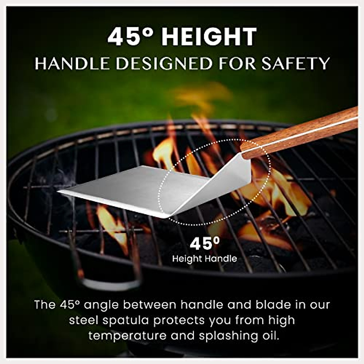 Homi Styles Extra Wide Spatula with Beveled Edges, Oversized Stainless Steel Spatula with Wood Handle for Skillets, Griddles & Grills, Pancake Flipper Spatula for Fish, Burgers & Omelet, 6 x 5-inches