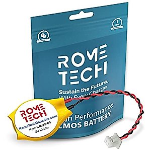 Rome Tech CMOS Battery for Dell Alienware M11x / Dell Alienware M11x R2 / Dell Alienware M11x R3 / Dell Alienware M14x / Dell Alienware M14x R2 - Backup BIOS RTC 3V CR2032 with 2 Pin 2 Wire Cable