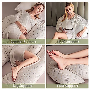 Pregnancy Pillows - Maternity Pillow with Adjustable and Removable Cooling Cover, Pregnancy Pillows for Sleeping - Support for Back, Legs, and Belly of Pregnant Women (Grey)