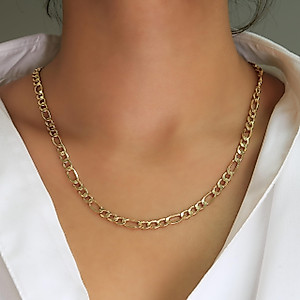 Nuragold 14k Yellow Gold 4.5mm Figaro Chain Link Pendant Necklace, Mens Womens Jewelry 16" 18" 20" 22" 24" 26" 28" 30"