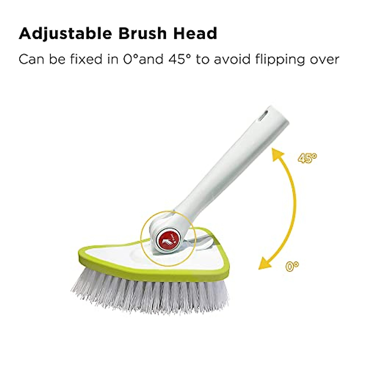 CQT 2 in 1 Bathroom Cleaning Brush with 46" Extendable Long Handle Detachable Stiff Bristles Scrub Brush with 2 Scrubber heads and 2 Scouring Pad Head for Cleaning Bathtub Shower Bathroom (AppleGreen)