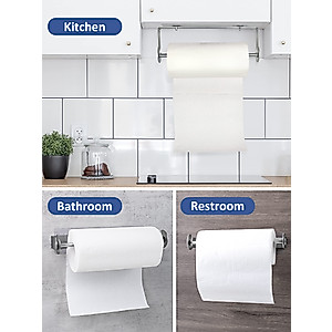 JARLINK Paper Towel Holder with Adhesive Under Cabinet, Removable Stainless Steel for Home Kitchen, Easy Tear and Wall Mounted, No Drilling, Silver