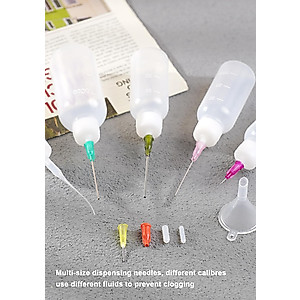 JIBENGAO 2 sizes needle tip squeeze bottle, precision tip applicator bottle with Blunt Needle Tip 14ga 18ga 20ga 25ga, Craft glue bottles for Craft Art Project,Paint Quilling Craft (30, 50 ML)