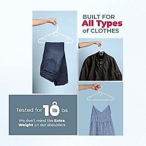 24pk Heavy Duty Plastic Clothes Hangers Bulk Large Strap Hooks | 20 30 50 100 Pack Available | Strong Plastic Hangers | Jacket Coat Hangers | Plastic Hanger for Closet and Clothing Hangars (White)