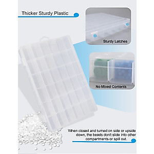 Hlotmeky Bead Organizer 36 Grids 4 Pack Clear Plastic Parts Organizer Box 3600 Tackle Box Craft Storage Compartment Divided Container