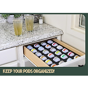 Polar Whale 4 Cocktail Capsule Drawer Organizers Tray Insert Compatible with Keurig DrinkWorks Pods for Kitchen Home Bar Party Waterproof Washable Black Foam 24 Compartment 12.6 x 17.9 Inches