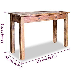 CUSON Console Table Vintage | Rustic Sofa Table with 2 Drawers | Wooden Retro Entryway Table for Hallway, Entryway, Living Room | Brown Solid Reclaimed Wood 48.4" x 16.5" x 29.5"