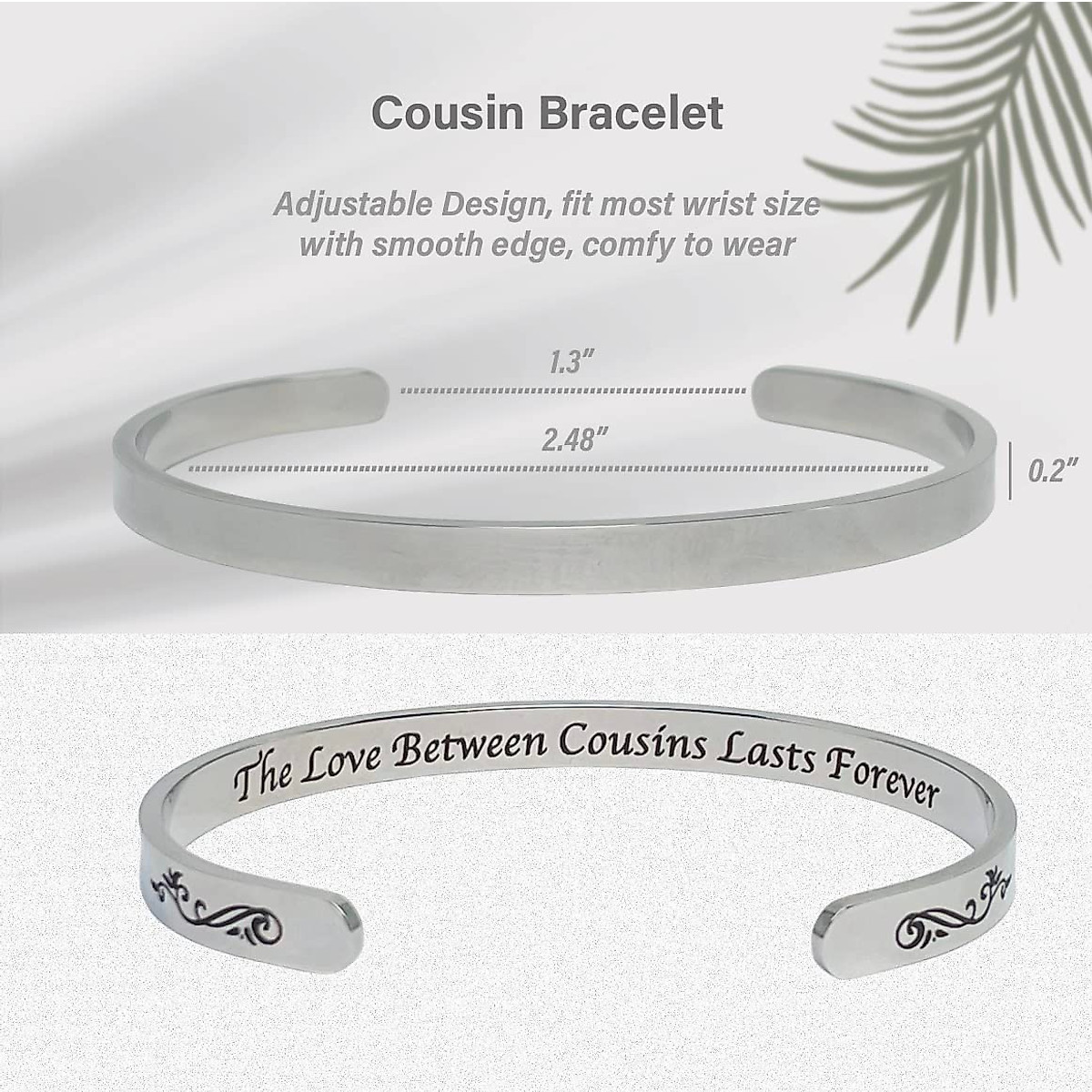 MALLAbyLAMMA Birthday Gift for Cousin Female, Cousin Bracelets for Women, Cousin Mirror Compact, I Love You Cousin, Favorite Cousin Gifts, Sister Cousin Gifts, Gift for Cousin Christmas