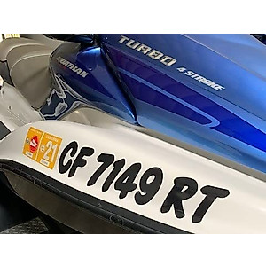 STIFFIE WhipOne Black SUPER STICKY 3" Alpha Numeric Registration Identification Numbers Stickers Decals for Sea-Doo SPARK, Inflatable Boats, RIBs, Hypalon/PVC, PWC and Boats.