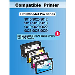962XL Ink Cartridges Combo Pack Replacement for 962 962XL Ink Work for HP OfficeJet Pro 9015 9025 9012 9014 9016 9018 9019 9022 9026 9028 9029, 4 Pack for 962XL Black and Color Combo Pack