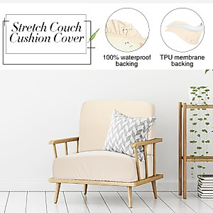 Newwiee 8Pcs Patio Stretch Sofa Cushion Cover Outdoor Cushion Cover Replacement Patio Furniture Cushions Couch Slipcovers Chair Seat Cover Soft Flexibility Protector(Beige, Waterproof Pure)