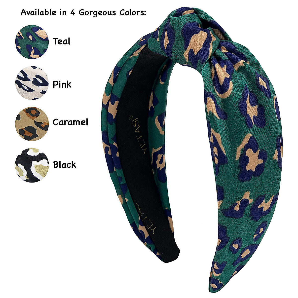 YETASI Leopard Satin Headbands for Women Get Compliments. Head bands for Women's Hair are Chic. Green Knotted Headband for Women is a Classy Cheetah Headband